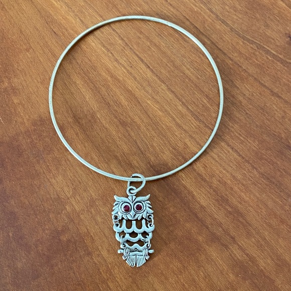 Jewelry | Silver Toned Owl Charm Bangle Bracelet | Poshmark